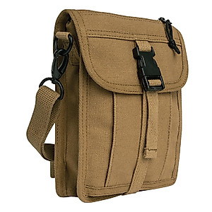Rothco Heavyweight Canvas Travel Portfolio Bag – Crossbody Shoulder Bag – Heavy-Duty Cotton Canvas - Coyote Brown