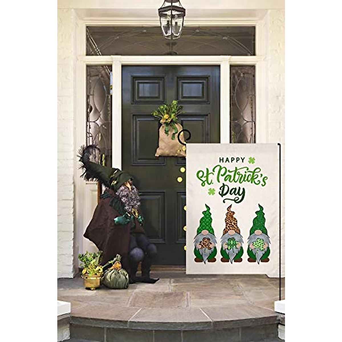 St. Patricks Day Gnomes Garden Flag Vertical Double Sided Burlap Yard Spring Shamrock Outdoor Decor 12 x 18 Inches