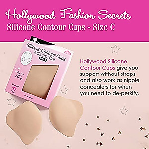 Hollywood Fashion Secrets Silicone Breast Contour Cups, Self-Adhesive, Reusable, Hypoallergenic - Size C