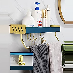 FVRTFT Shower Rack with Hook Shower Caddy Self Adhesive Shower Shelves Wall Mounted No Drilling Space Aluminum For Bathroom Kitchen,blue B,50cm