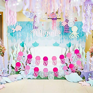 Jellyfish banner decoration, pink jellyfish theme decoration, can be used for baby showers, birthdays and other ocean theme parties