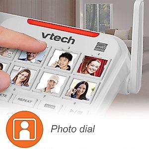 VTech SN5147 Amplified Corded/Cordless Senior Phone with Answering Machine, Call Blocking, 90dB Extra-loud Visual Ringer, One-touch Audio Assist on Handset up to 50dB, White