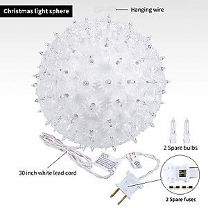6” Christmas Starlight Sphere Outdoor Clear Lighted Ball Hanging Lights 100 Replaceable Bulbs for Xmas Indoor Party Wedding Home Commercial Decorations, Stackable Plug