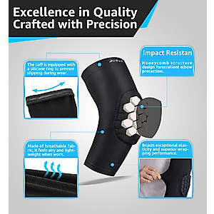 HiRui Elbow Pads, Basketball Baseball Elbow Brace Elbow Support Arm Compression Sleeve Collision Avoidance Elbow Pad for Volleyball Cycling Football Work Out, Women&Men(1Pair) (Black, XL)