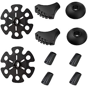 Hiking Walking Sticks Rubber Tips 10 Pack, Replacement Tips Protectors, Snow Baskets, Mud Baskets Set for Trekking Poles, Fits Most Standard Hiking, Trekking, Walking Poles