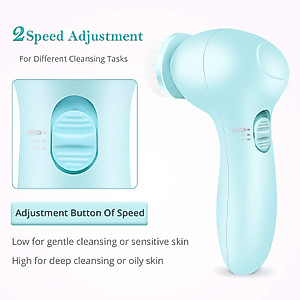 Electric Facial Cleansing Brush 7 in 1 - Fabuday Face Skin Spin Brush for Deep Cleansing, Gentle Exfoliating, Blackhead Removing and Massaging, Battery Operated Facial Cleanser Brush