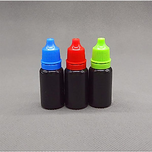 Snadulor 60pcs 5ml empty black plastic squeezable dropper bottle with protective cap,eye drop bottle(Black Cap)