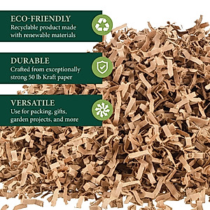 Arcadia Garden Products Confetti Cut Kraft Paper Shred Filler, Recyclable Packing for Packaging, Shipping, Moving, Cushioning, Gift Baskets, Gift Wrapping, Holidays, and Crafts, 2 lb