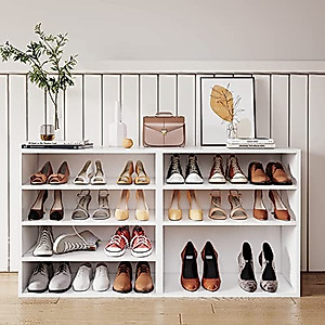 WAHEY Shoes Rack, 4-Tier Free Standing Wood Closet Organizer Unit, FSSR003