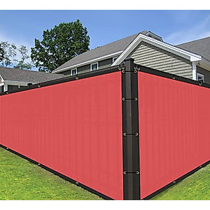 COARBOR 13'X26' Privacy Fence Screen Cover Mesh Blocker with Brass Grommets 180GSM Heavy Duty Fencing for Outdoor Back Yard Patio and Deck Backyard Garden Blocking Neighbor Red-Customized