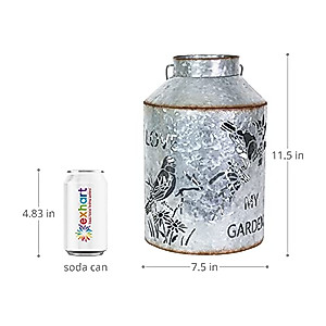 Exhart Solar “Garden” Cute Pail Lantern, Outdoor LED Garden Light, Durable Stamped Metal, 7.5”X11.5”