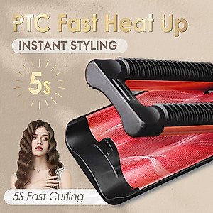 Novus 3 Barrel Waver Curling Iron: Anti-Scald, 1 inch Rapid Heating Wand with 3 Heat Settings, Temp Adjustable Portable Crimper for Deep Waves