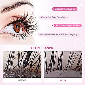 AuReve Eyelash Extension Cleanser Lash Shampoo Eyelash Extension Shampoo Lash Foam Cleanser Eyelid Cleanser for Makeup Remover Eyelash Care, Paraben & Sulfate Free for Salon and Home Use (Rose 600ml)