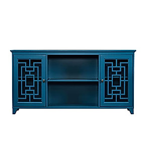 IINE'a 60 Inch Buffet Cabinet with Storage, Sideboard Buffet Cabinet, Accent Storage Cabinet, Buffet Table with 2 Doors and Adjustable Shelf for Entryway Kitchen Dining Room Living Room, Blue