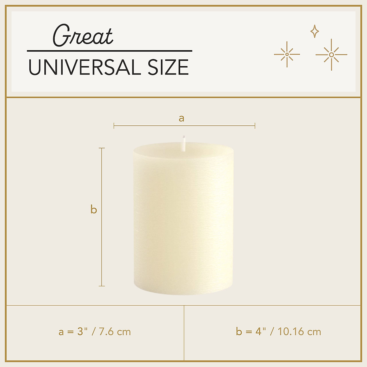 Melt Candle Pillar Candles, 3 Pack - Unscented Candles for Home, Church, Weddings, & More - 3" x 4", Ivory