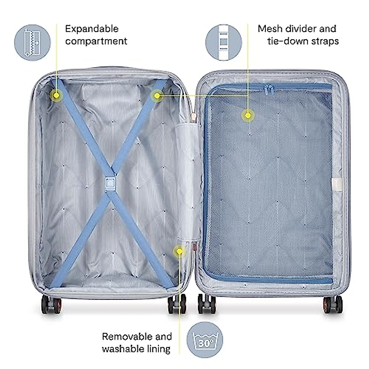 DELSEY PARIS Cruise 3.0 Hardside Expandable Luggage with Spinner Wheels, Graphite, 3 Piece Set (21/24/28)