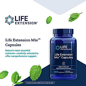 Life Extension Mix™ Capsules – High-Potency Vitamin, Mineral, Fruit & Vegetable Supplement - Complete Daily Veggies Blend For Whole Body Health Support & Longevity - Gluten Free - 360 Capsules