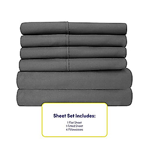 Bed Sheets Queen Size Grey - 6 Piece 1500 Supreme Collection Fine Brushed Microfiber Deep Pocket Queen Sheet Set Bedding - 2 EXTRA PILLOW CASES, GREAT VALUE - Queen, Gray