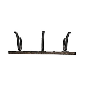 Spectrum Diversified Richmond Wall Mount 3 Hook Wood Rack for Storage and Organization of Entryway Bedroom and More, Coffee/Industrial Gray, Medium