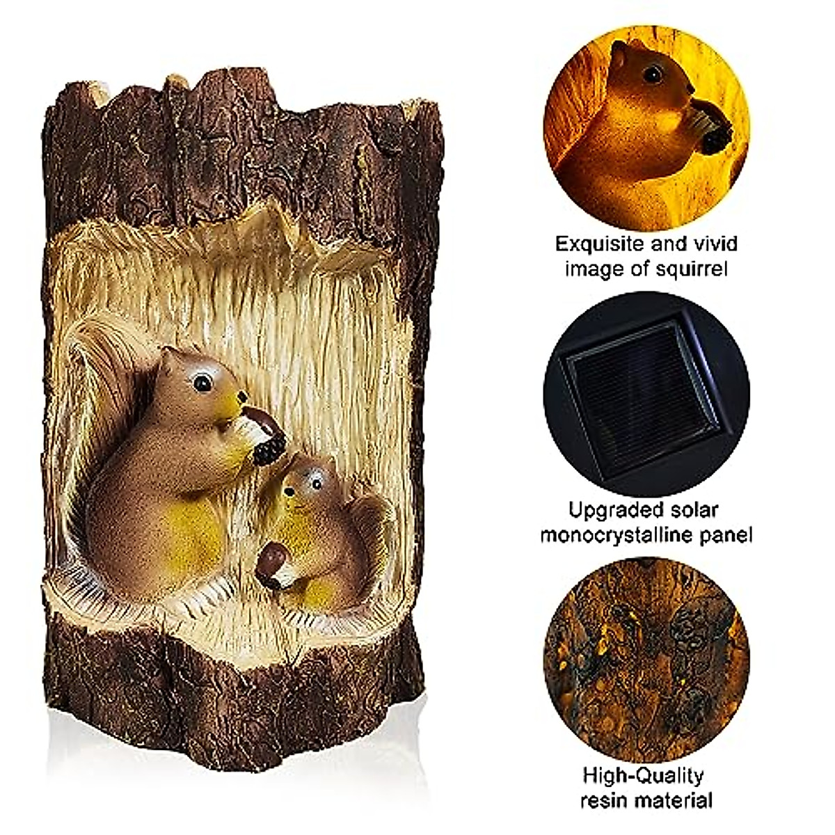 KagoLing Solar Garden Lights, Garden Decor Squirrel Lawn Ornaments Waterproof LED Tree Stump Garden Decorations Outdoor Decoration Landscape Lights for Garden,Patio,Backyard,Lawn,Pathway,Ground