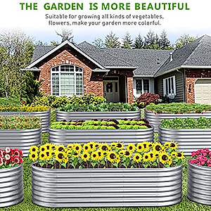 FRIZIONE 8x3x2FT Galvanized Metal Raised Garden Bed for Vegetables, Outdoor Garden Raised Planter Box, Backyard Patio Planter Raised Beds for Flowers, Herbs, Fruits