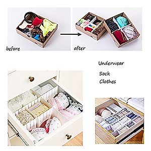 OJYUDD 12PCS DIY Plastic Grid Drawer Dividers,White Adjustable Sock Underwear Dresser Drawer Organizers Divider for Stationary Storage