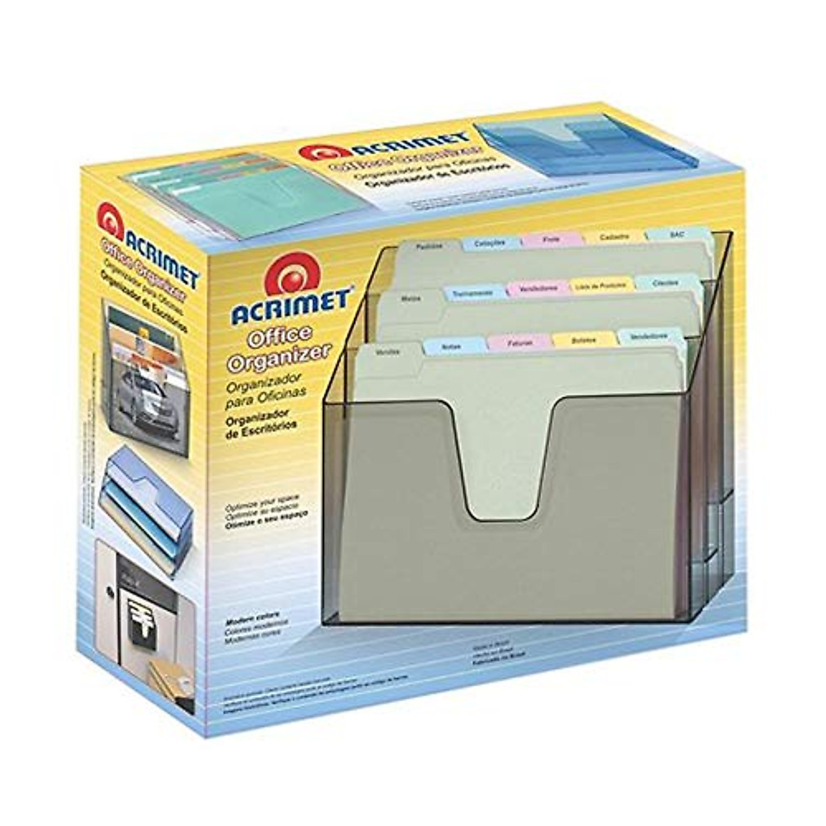 Acrimet Horizontal Triple File Folder Holder Organizer (White Color)