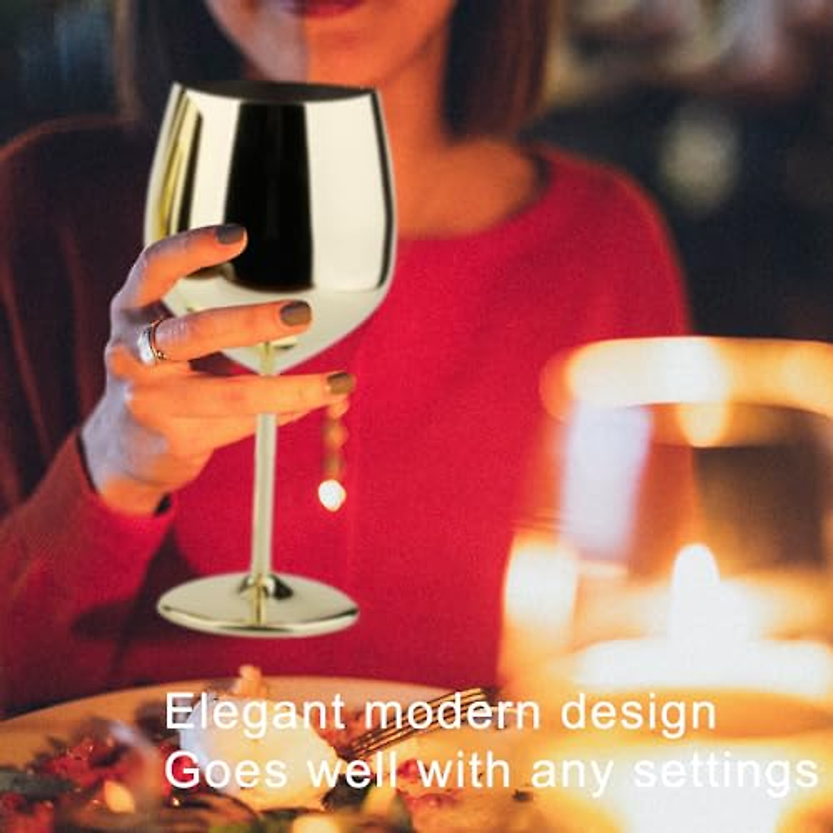 Arora Stainless Steel Wine Glass 18oz - Set of 2 Gold - 3.6" D x 8.3" H (851029)