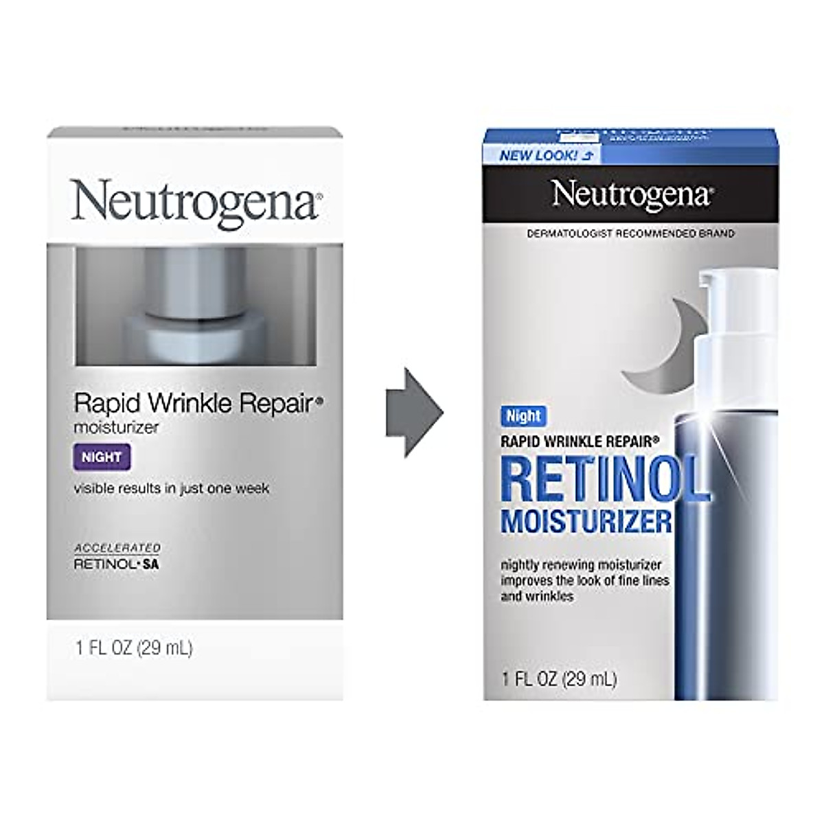 Neutrogena Rapid Wrinkle Repair Retinol Anti-Wrinkle Night Moisturizer Cream, Anti-Wrinkle Face & Neck Cream Moisturizer with Hyaluronic Acid & Retinol, Paraben-Free, 1 fl. oz
