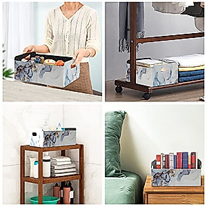 xigua Collapsible Felt Storage Bin, Foldable Storage Box with Handles, Fabric Storage Basket Organizer for Office, Closet, Books, Nursery Toys, Bedroom (Luxury Marble Texture)