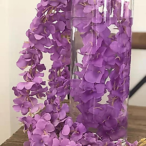 12 Pack Wisteria Flower Vines Garland, 3.75 Feet Artificial Flower Strings, Fake Hanging Flowers, Silk Wisteria Garland Flowers, Wisteria Vine for Wedding, Garden, Wall Decoration (Purple Blue)