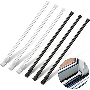 6 Pcs Black and White Sliding Door Security Bar Window Security Bar Adjustable Sliding Glass Door Bar Sliding Door Security Stick with Rubber Tips for Home Sliding Windows Door