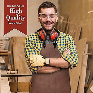 Style n Craft Welder’s Apron, Heavy-Duty Suede Leather Apron, Apron for Men and Women, Welding Accessories, Camel Color (81201)