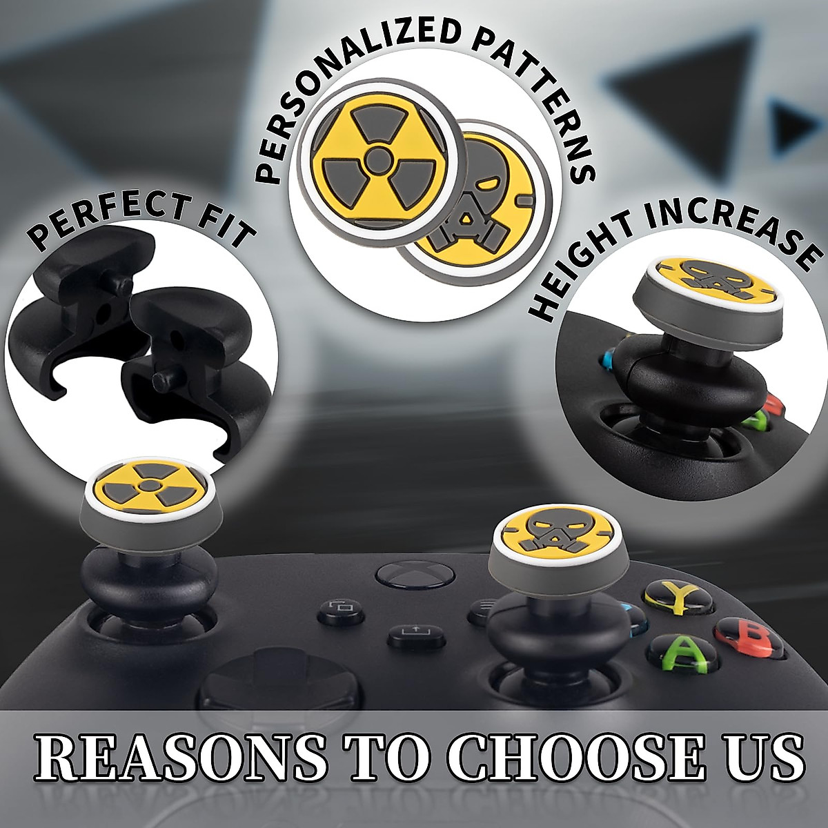 PlayRealm NO Falling Off Thumbstick Extender x 2 & Thumb Grip x 4 for Xbox Series & Xbox one Controller(Paw Purple)