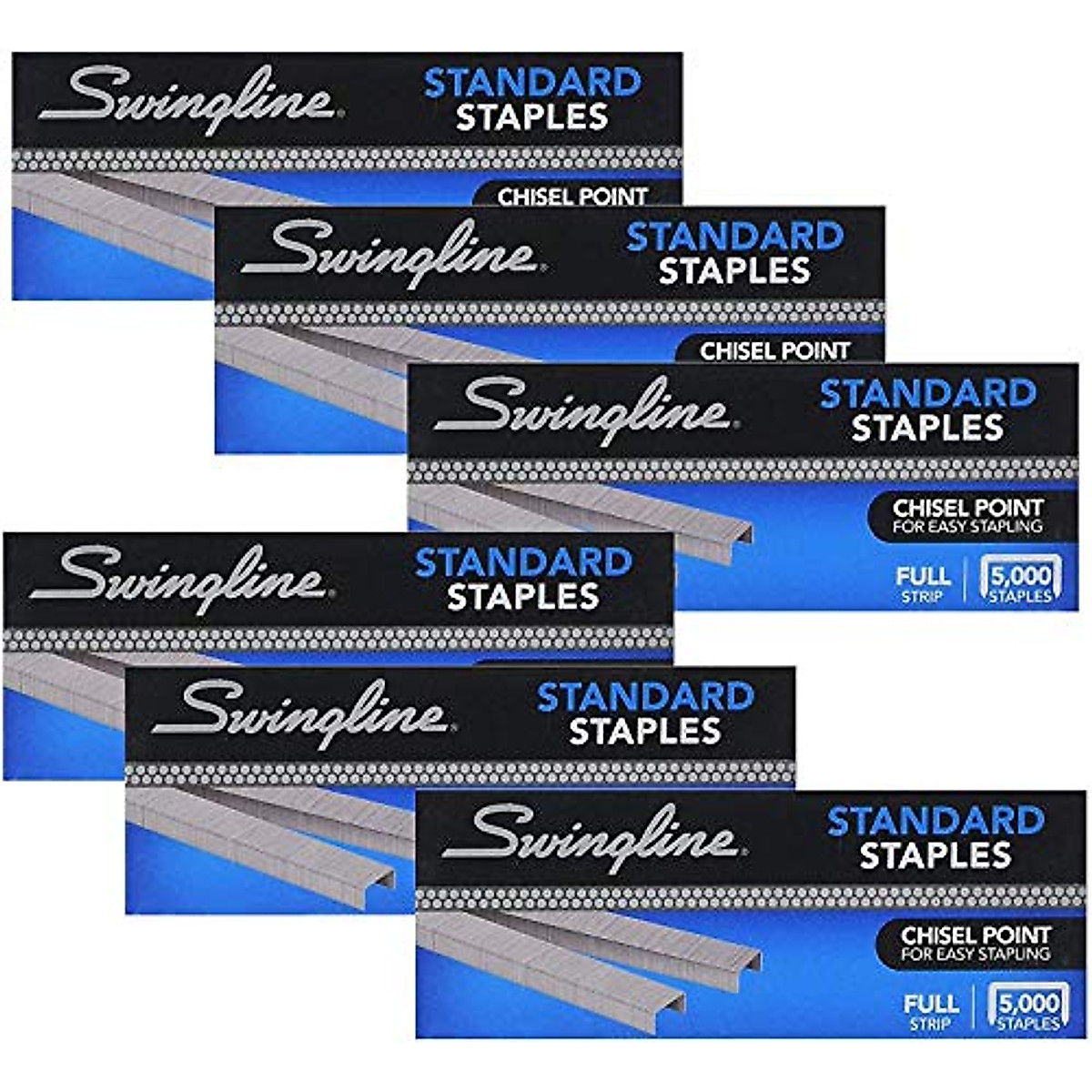Swingline SF1 Standard Staples (5,000 per Box), Pack of 6
