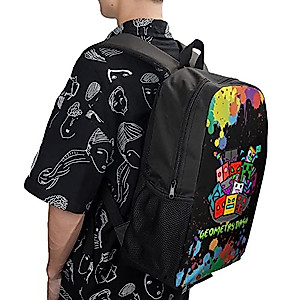 ONBJKPLG Geometry Dash Anime Backpack 17 Inch Cute Funny Bookbag Casual Laptop Daypack for Travel Picnic Camping