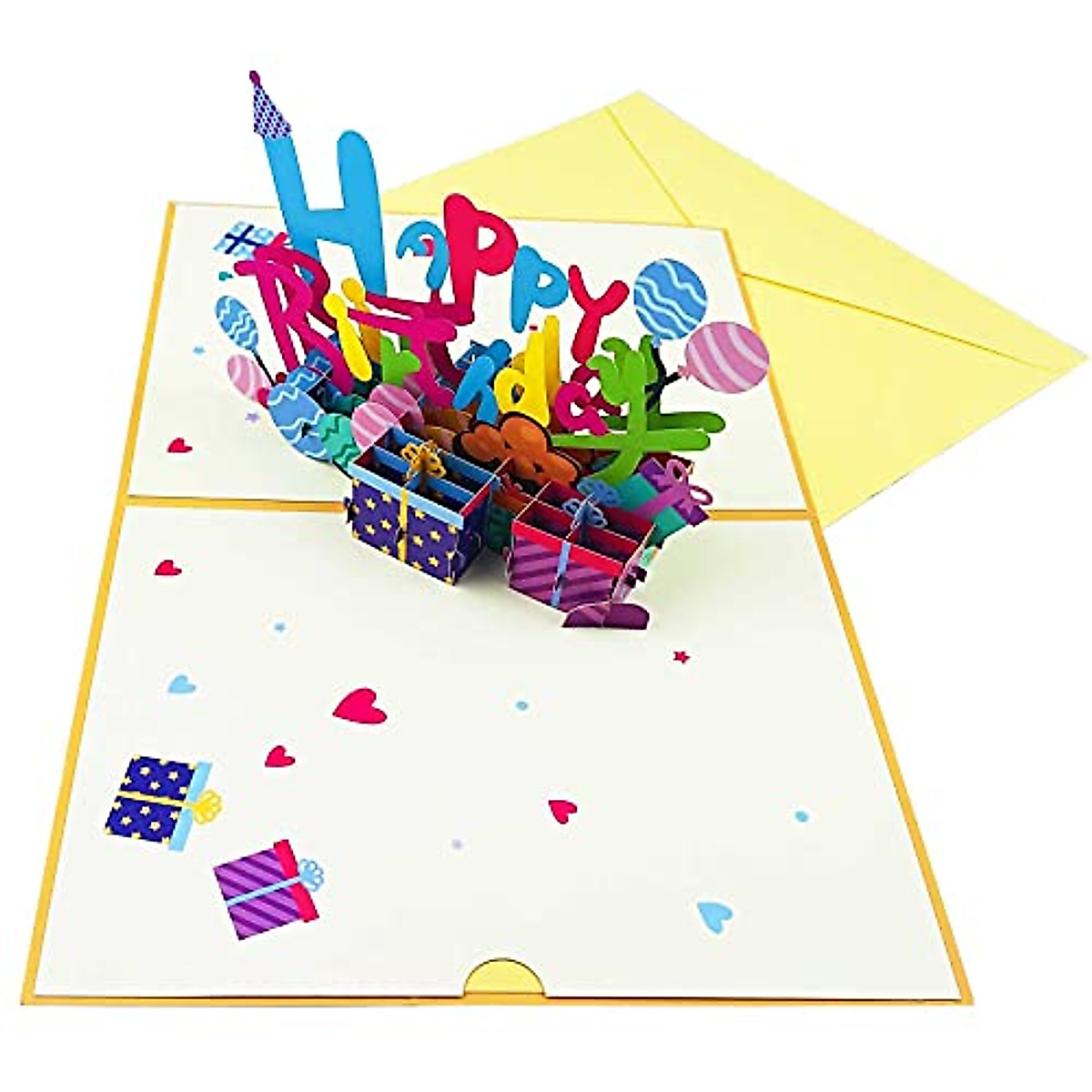 3D Pop Up Birthday Cards,Birthday Pop Up Greeting Cards Laser Cut Happy Birthday Cards Including Envelopes and Glues Best for Mom,Wife,Sister, Boy,Girl,Friends 1 Pack