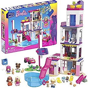 MEGA Barbie Color Reveal Building Toy Playset For Kids, Dreamhouse With 545 Pieces, 30+ Surprises, 5 Micro-Dolls, Accessories and Furniture