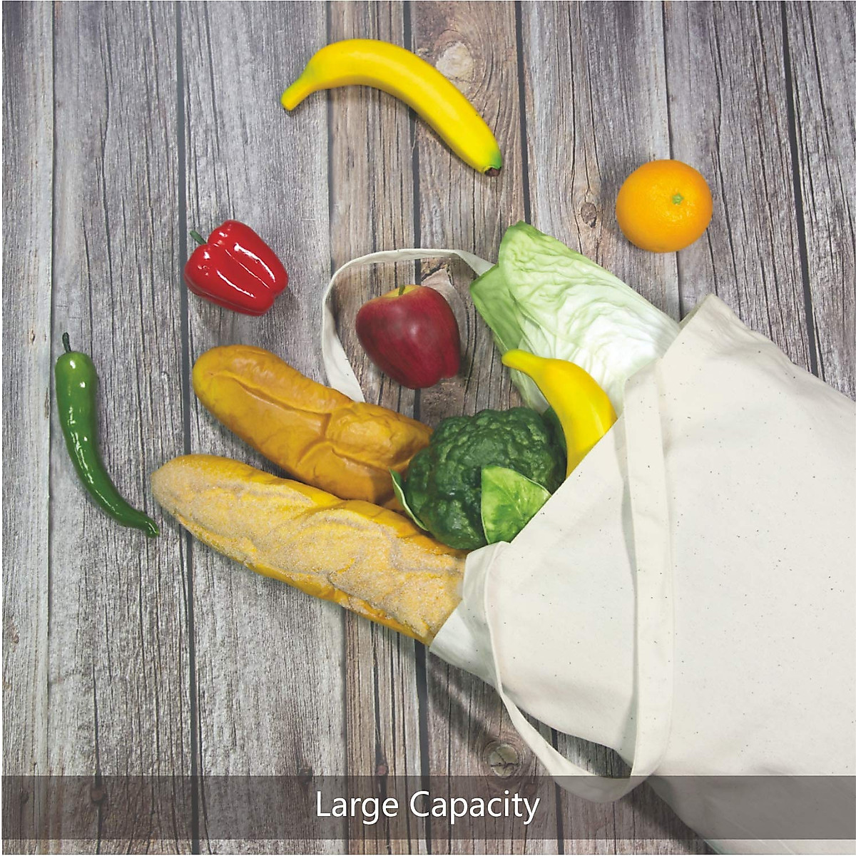 TOPDesign 2 | 6 | 12 Pack Super Strong Large 17"x16"x5" 10oz Cotton Canvas Tote Bag, Reusable Grocery Shopping Bags, Blank Natural Bags for Crafts, DIY Your Creative Designs (Pack of 2)