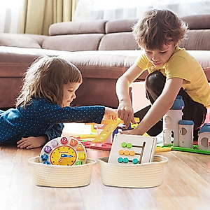 Sunla 5-Piece Storage Basket Set, Natural Rope Woven Baskets for Organizing & Storage, Nursery Storage Baskets, Cute Small Rope Basket Set for Clothes, Foods, Toys (Beige)