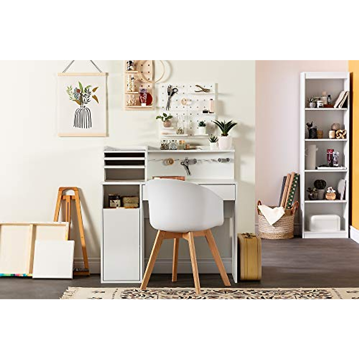 South Shore Crea Craft Table wth Hutch-Pure White