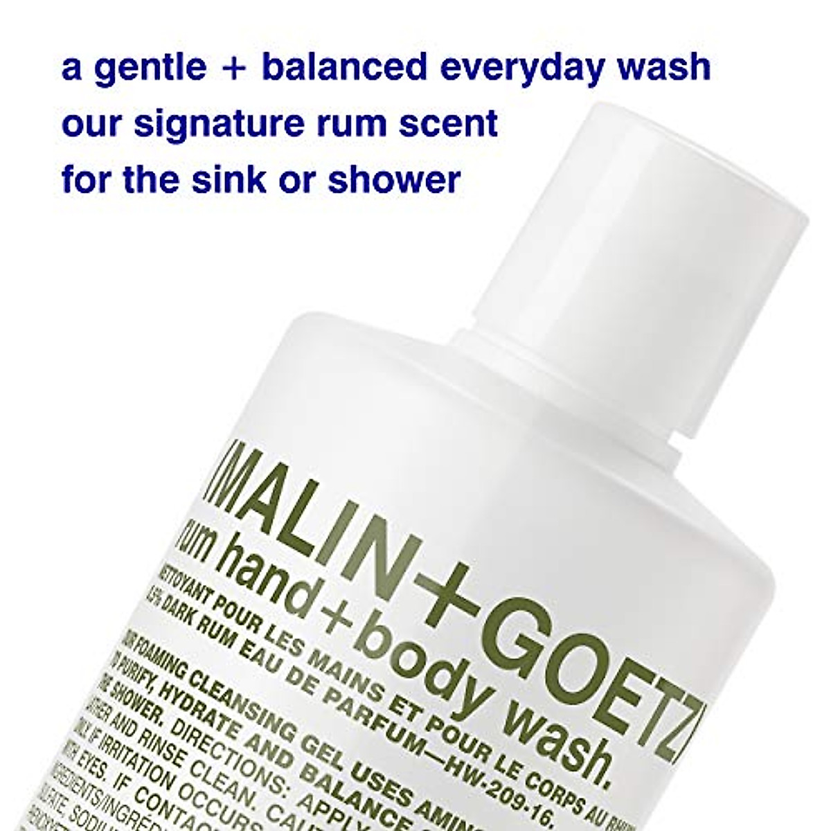 Malin + Goetz Rum Hand + Body Wash — cleansing, purifying, hydrating women and men’s , all skin types, dry, sensitive. No stripping or irritation. Cruelty-free and vegan 16 Fl oz