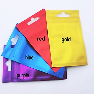 Markeny 200 Pack Mylar Zip Lock Bags Aluminum Foil Bags, Metallic Mylar Foil Flat ZipLock Food Storage Bags Pouch, 6 x 10 cm/ 2.36 x 3.94 inch, 4 Color