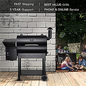 Z GRILLS Wood Pellet Grill BBQ Smoker for Outdoor Cooking with Meat Probe and Cover, ZPG-7002B Black