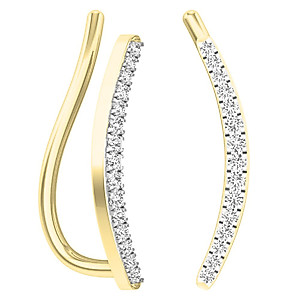 Dazzlingrock Collection 0.10 Carat (ctw) 0.10 Carat (ctw) Round White Diamond Crawler Climber Earrings 1/10 CT for Women in 10K Yellow Gold