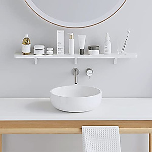 36-Inch White Hips Shelf Bathroom Storage Organizer Shelf Wall Mount Floating Shelf