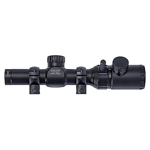 Monstrum 1-4x20 Rifle Scope with Rangefinder Reticle | Monstrum Offset Picatinny Scope Rings | Bundle