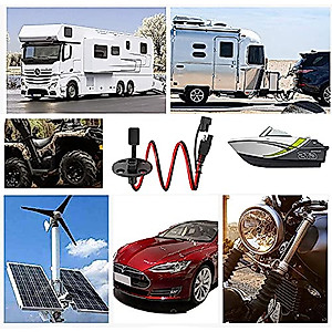 Halokny SAE Power Socket Sidewall Port, 12AWG SAE Solar Quick Connect Panel Flush Mount Plug Cable, Weatherproof SAE Extension Cable, with 4 Screws, for Automobile and Solar Panel (1Ft / 30CM)