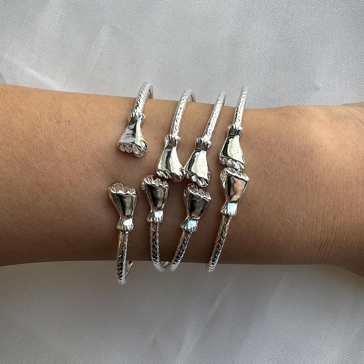 Better Jewelry Fist .925 Sterling Silver West Indian Bangles, 1 pair, Made in the Usa
