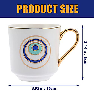 Luxshiny Evil Eye Coffee Mug Ceramic Turkish Eye Water Cups Espresso Tea Cup Coffee Cup Arabic Greek Milk Mug for Home Office ( White )